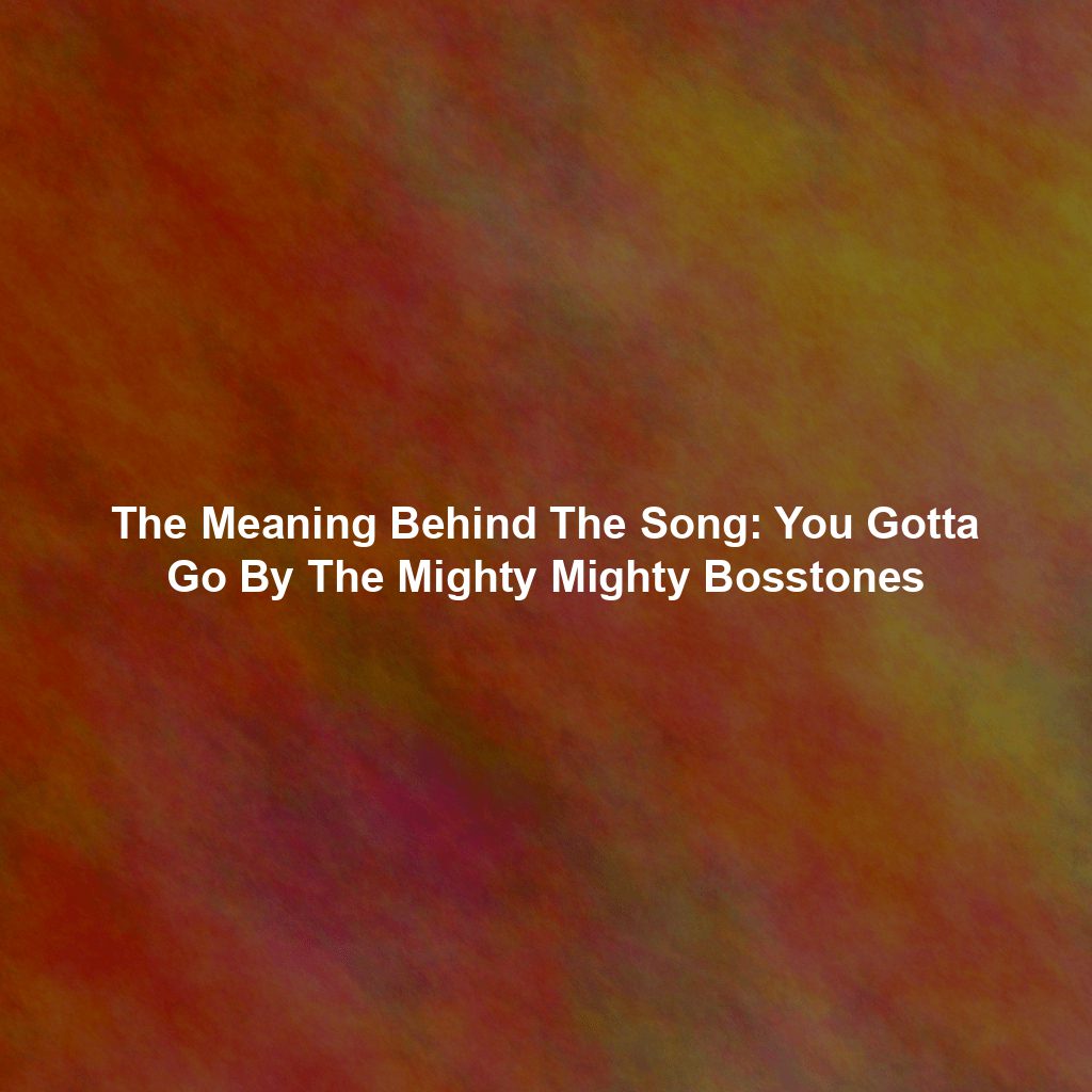 The Meaning Behind The Song: You Gotta Go By The Mighty Mighty ...