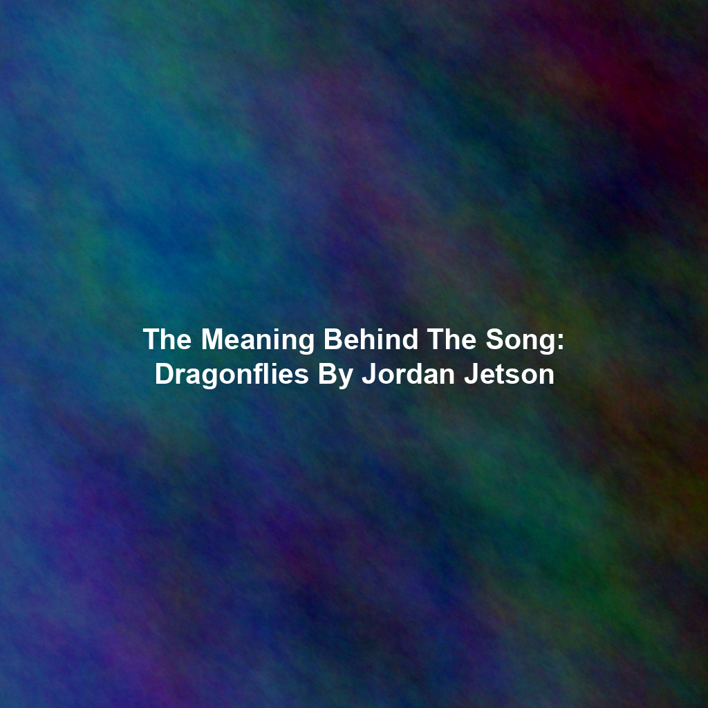 The Meaning Behind The Song: Dragonflies By Jordan Jetson - Exploring ...
