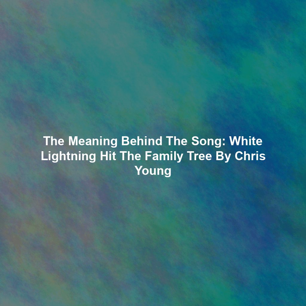 The Meaning Behind The Song: White Lightning Hit The Family Tree By ...